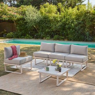 Sweeek Salon de jardin modulable aluminium 4 places beige - Clea
