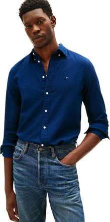 Tommy Hilfiger Herren Flex Dobby Sf Shirt Mw0Mw41684 Hemd L/S, Blue (Carbon Navy), XL