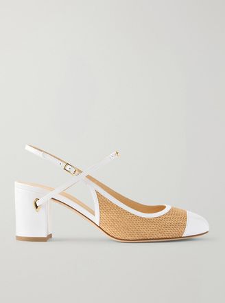 Jennifer Chamandi Leather And Raffia Pumps - White