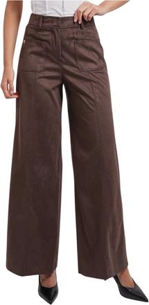 Manila Grace Pantalon large effet daim - Femme - Pantalons - Brun - Taille: 42 FR
