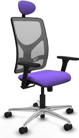Piqueras y Crespo Schreibtischstuhl mit 3D-Armlehnen, h&ouml;henverstellbare Lendenwirbelst&uuml;tze und festes Kopfteil, ausgestattet mit 3 Positionen, Grau/Lila