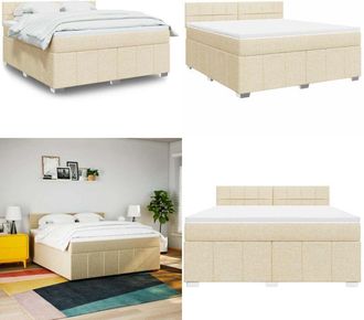 vidaXL Boxspringbett mit Matratze Creme 180x200 cm Stoff - Vidaxl