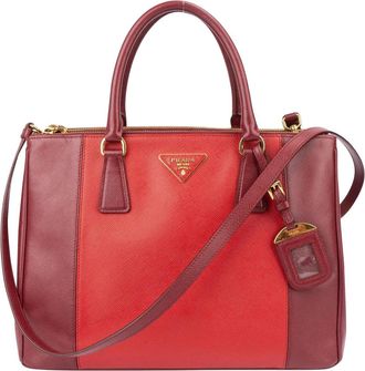 Prada Crossbody Bags - Prada Bicolor Saffiano Leather Galleria Handbag - Gr. unisize - in Rot - f&uuml;r Damen