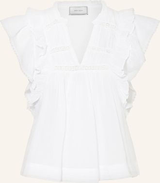 Neo Noir Neo Noir Blusentop Jayla Mit Spitze Und R&uuml;schen weiss