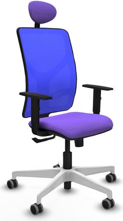 Piqueras y Crespo B&uuml;rostuhl aus Stoff, h&ouml;henverstellbar, mit Rollen und 1D-Armlehnen, h&ouml;henverstellbare Lendenwirbelst&uuml;tze und festes Kopfteil, Blau/Lila