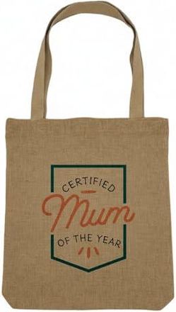 Fabulous Sac Shopping Tote Bag Aspect Lin - Certified Mum of the Year Mother Family - Sac de Courses Toile Epaisse 360g Beige Naturel Cabas Port&eacute; Epaule Solide