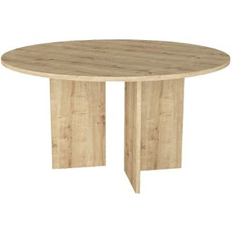 Vente-Unique Table &agrave; manger ronde 6 personnes - Naturel clair - TOPANIA