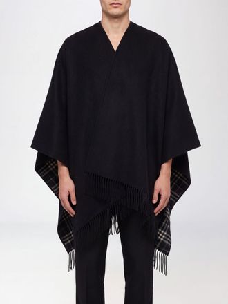 Burberry Cape asym&eacute;trique en laine avec bords frang&eacute;s