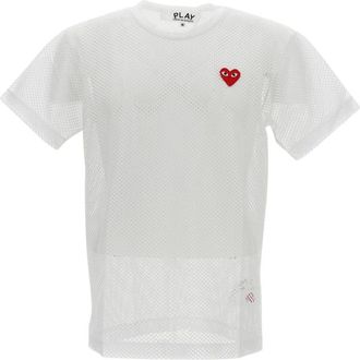 Comme Des Gar&ccedil;ons Homme, Tops, Blanc, Taille: M Mesh Logo-Patch T-Shirt