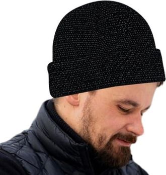 Generic Bonnet réfléchissant pour lhiver - Bonnet réfléchissant pour haute visibilité avec poignets chauds pour la marche, les sports de plein air
