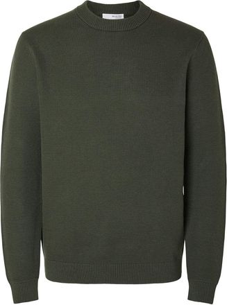 Selected Selected Homme Herren Slhdane Knit Structure Crew Neck Noos Pullover, Forest Night, XL EU