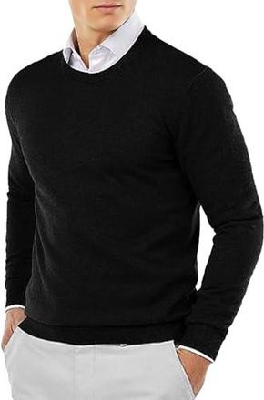 Generic Pull col Rond pour Homme, Coupe ajustée, Manches Longues, Style décontracté, en Maille, pour lautomne et lhiver, Noir, Taille 4XL