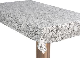 Laro Wachstuch-Tischdecke Wachstischdecke Gartentischdecke Ginkgo Schwarz Wei&szlig; Minimalistisch, Muster:Ginkgo Schwarz Wei&szlig; Minimalistisch, Gr&ouml;&szlig;e:140x240