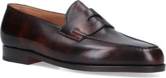 John Lobb Loafer - Distinguished Cut-Out Detail Brown Leather Lopez L - Gr. 10_5 - in Schwarz - f&uuml;r Damen
