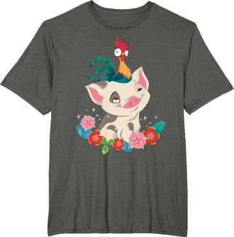 Disney Moana Pua Hei Hei Floral Cute Portrait T-Shirt