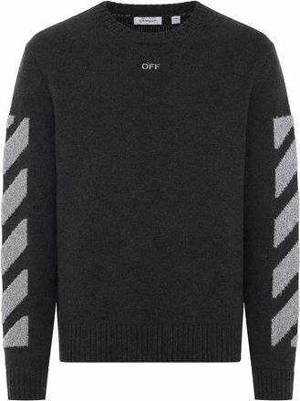 Off-white Rundhalspullover - Grau