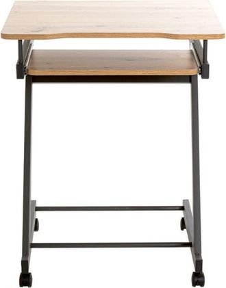 PEGANE Bureau / chariot ordinateur en métal anthracite et MDF coloris chêne - Longueur 60 x Hauteur 75 x Profondeur 49 cm -PEGANE