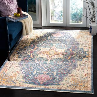 Safavieh Traditionell Teppich f&uuml;r Wohnzimmer, Esszimmer, Schlafzimmer - Illusion Collection, Kurzer Flor, Blau und Lila, 152 X 244 cm