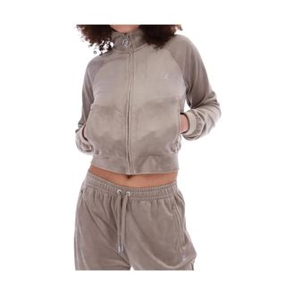 Juicy Couture Outline Diamant&eacute; Velours Zip-Through Hoodie - - Sweatshirts & Hoodies - Damen - Braun - S