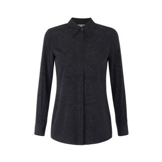 Elisabetta Franchi Jacquard Georgette Lettering Shirt - - Blouses & Shirts - Damen - Schwarzk - XL