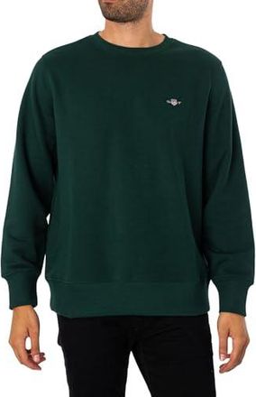 GANT Sweat à col en C Reg Shield Maillot de survêtement, Tartan Green, L Homme