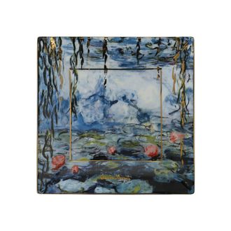 GOEBEL Artis Orbis Claude Monet Seerosen mit Weide - Schale Neuheit 2020 66516221 und 4er Set EKM Living Edelstahl Strohhalme