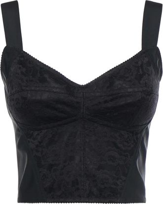 Dolce & Gabbana Femme, Tops, Noir, Taille: 40 FR Bustier corsetteria in guaina jacquard e pizzo