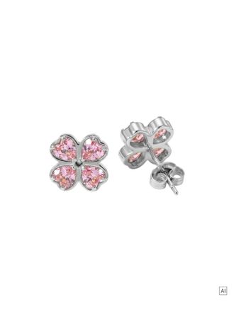 Purelei Rosa Cuore Ohrringe mit Zirkonia Steinen