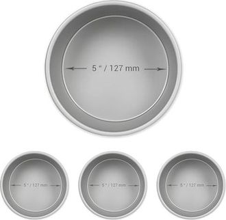 PME Aluminium-Runde Kuchenform 127 x 50mm, Silber (Packung mit 4)