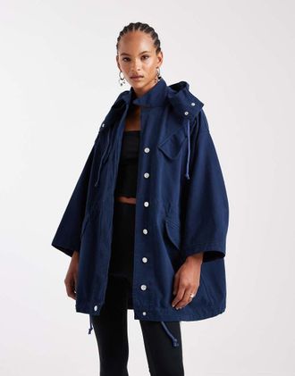 Asos Ultimate - Parka légère - Bleu marine délavé