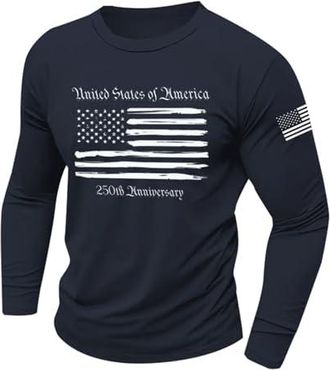 Generic Sweat-shirt imprim&eacute; drapeau am&eacute;ricain &agrave; manches longues pour homme - Pull tendance &agrave; col rond - Coupe ample - Confortable - Respirant - V&ecirc;tement de sp