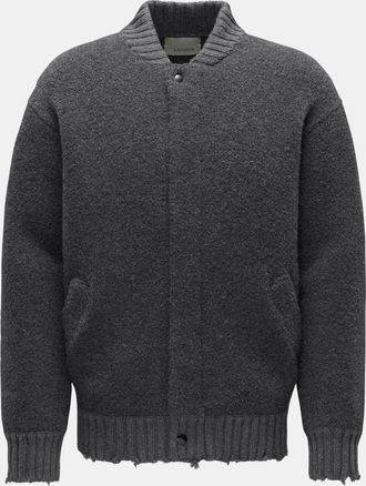 Laneus Herren - Strickblouson Bouclé Bomber grau