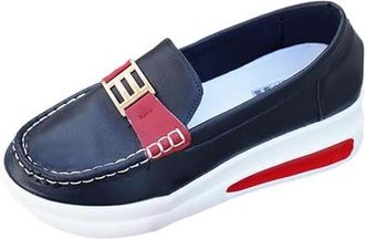 Generic Mocassins compens&eacute;s confortables &agrave; bout rond et semelle &eacute;paisse pour femme, &eacute;l&eacute;gants, antid&eacute;rapants, polyvalents, d&eacute;contract&eacute;s, &agrave; enfiler, pour la mar