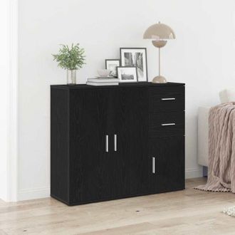 vidaXL Buffet chêne noir 91x29,5x75 cm bois dingénierie - Vidaxl