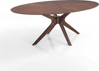 Oresteluchetta Ovaler Design-Esstisch aus Massivholz 110x190 cm Leon - Walnuss