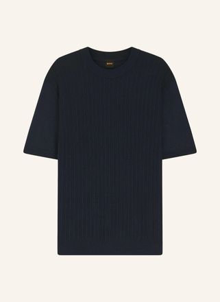 HUGO BOSS Strickshirt Kajordino Mit Leinen blau