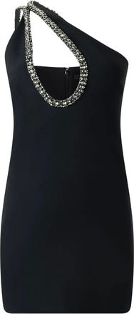 Roberto Cavalli robe courte asymétrique à ornements - Noir