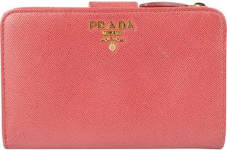 Prada Portemonnaie - Prada Pink Saffiano Leather Clip Wallet - Gr. unisize - in Gold - f&uuml;r Damen