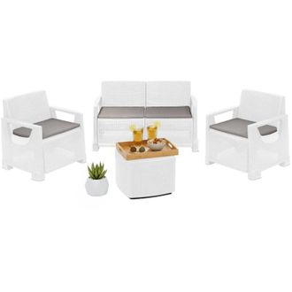 Dmora Triulzi Gartenm&ouml;bel-Set, Outdoor-Lounge 4-Sitzer, Wei&szlig;