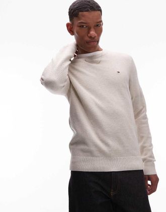 Tommy Hilfiger Pull basique structuré - Beige chiné-Neutre