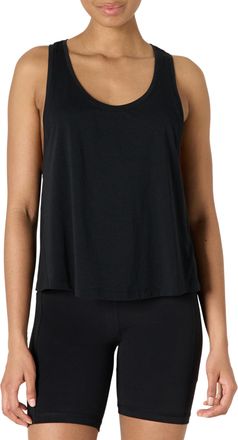 Amazon Essentials Damen Active Soft Cotton Leichtes Yoga-Workout-Tanktop mit Weitem Armausschnitt und Racerback, Relaxed Fit, Schwarz, XXL