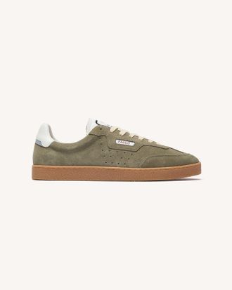 Faguo Baskets cuir su&egrave;de kaki fonc&eacute;