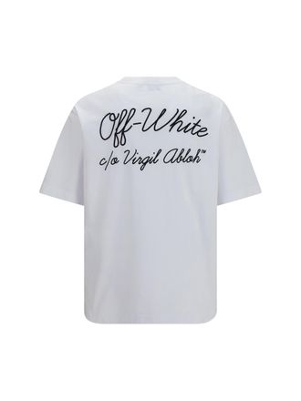 Off-white Mens Script Logo Skate T-Shirt White Cotton T-Shirts And Polos