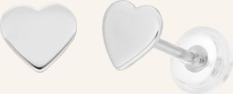 Leaf Ohrstecker Herz Aus 14 Karat Wei&szlig;gold silber