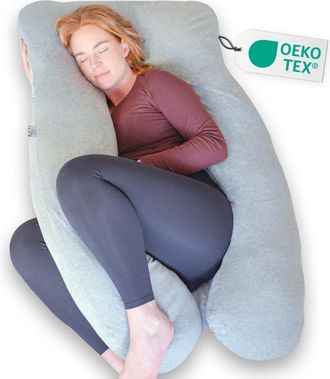 Ella Schwangerschaftskissen, U-förmiges Seitenschläferkissen, U-Kissen, Stillkissen mit waschbarem Baumwollbezug, Ganzkörperkissen & Stützkissen für Frauen