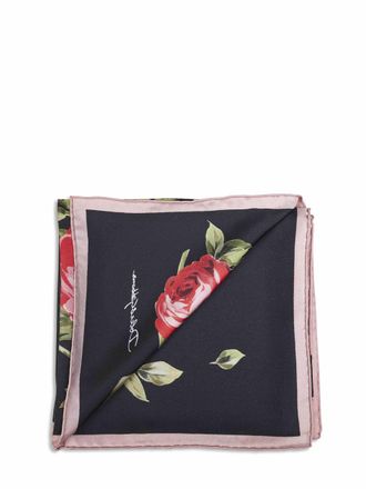 Dolce & Gabbana Womens Rose Bouquet Print Silk Twill Scarf Scarfs