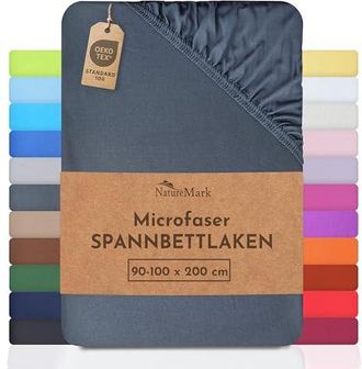 NatureMark Mikrofaser SPANNBETTLAKEN zum Sparpreis! viele Größen und Farben Markenware (90x200-100x200 cm, anthrazit grau)