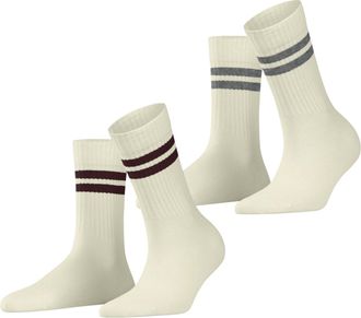Esprit Damen Socken Tennis Stripe Multipack W So Baumwolle gemustert 2 Paar, Wei&szlig; Turtel Dov 2140, 35-38