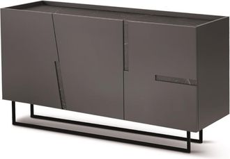 Capodarte Madia Credenza 3 Ante Inserti Marmo Nero Con Scocca Antracite Girona Con Piedini Sagomati