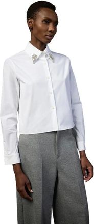 Liviana Conti Femme, Blouses et Chemises, Blanc, Taille: 42 FR Cropped Cotton Shirt